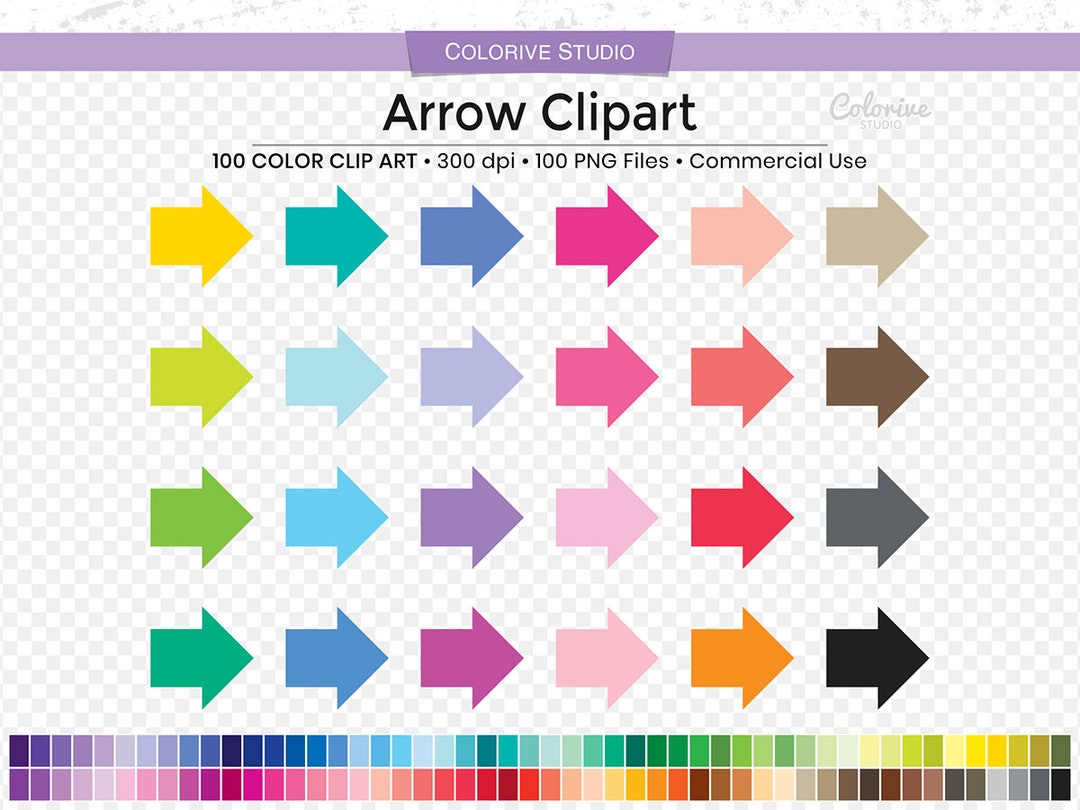 100 Arrow Clipart in Rainbow Colors Small Solid Mini Arrow - Etsy
