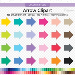 100 Flecha clipart en colores del arco iris pequeña mini flecha sólida ...