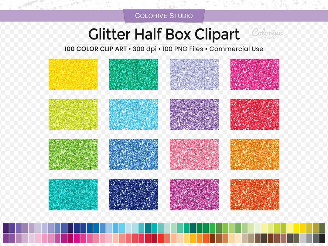 100 Glitter Half Box Planner Clipart Rainbow Colors Png Illustration ...
