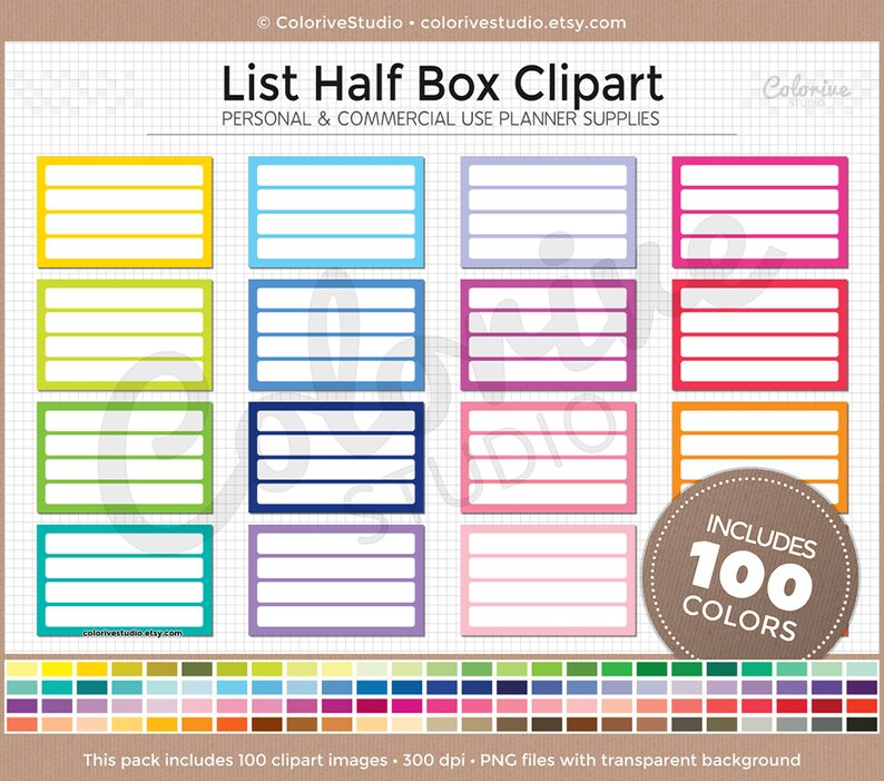 100 List Half Box Planner Clipart Blank Task List Boxes Eclp - Etsy