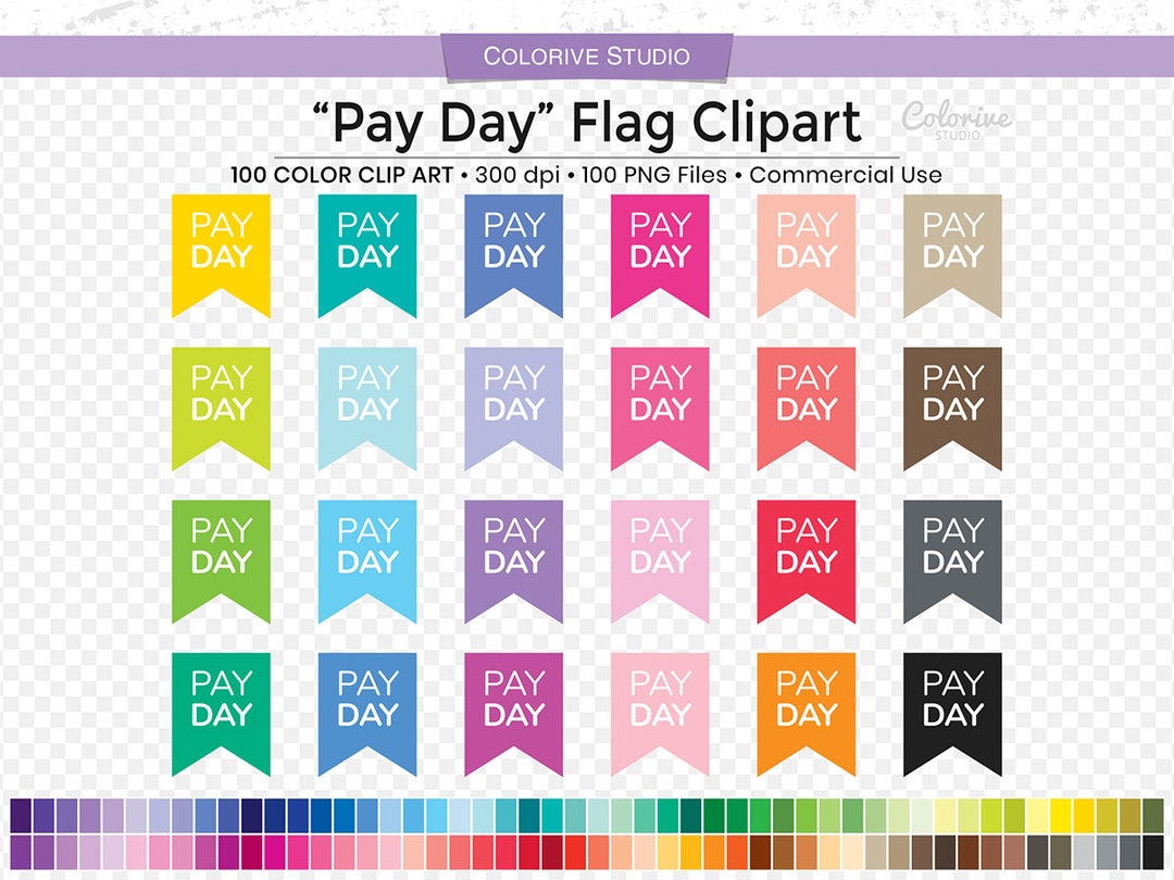 100 pay Day Flag Clipart in Rainbow Colors Finances Bunting Pay Day ...