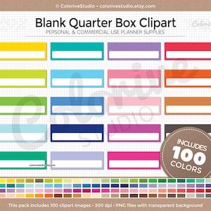 100 Blank Quarter Box Planner Clipart Solid Empty Blank Erin - Etsy