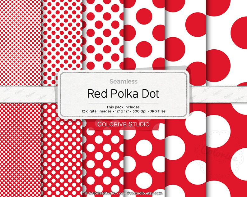 Red Polka Dot Digital Paper Small Polka Dots Big Polkadot - Etsy
