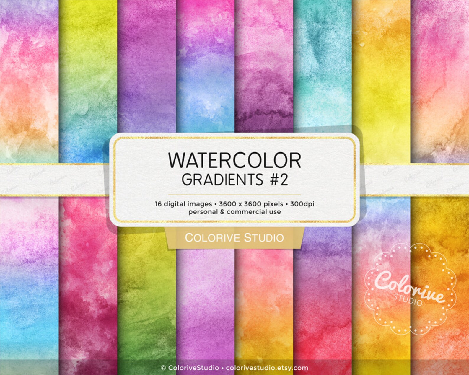 Watercolor Gradients 2 digital paper rainbow water color | Etsy
