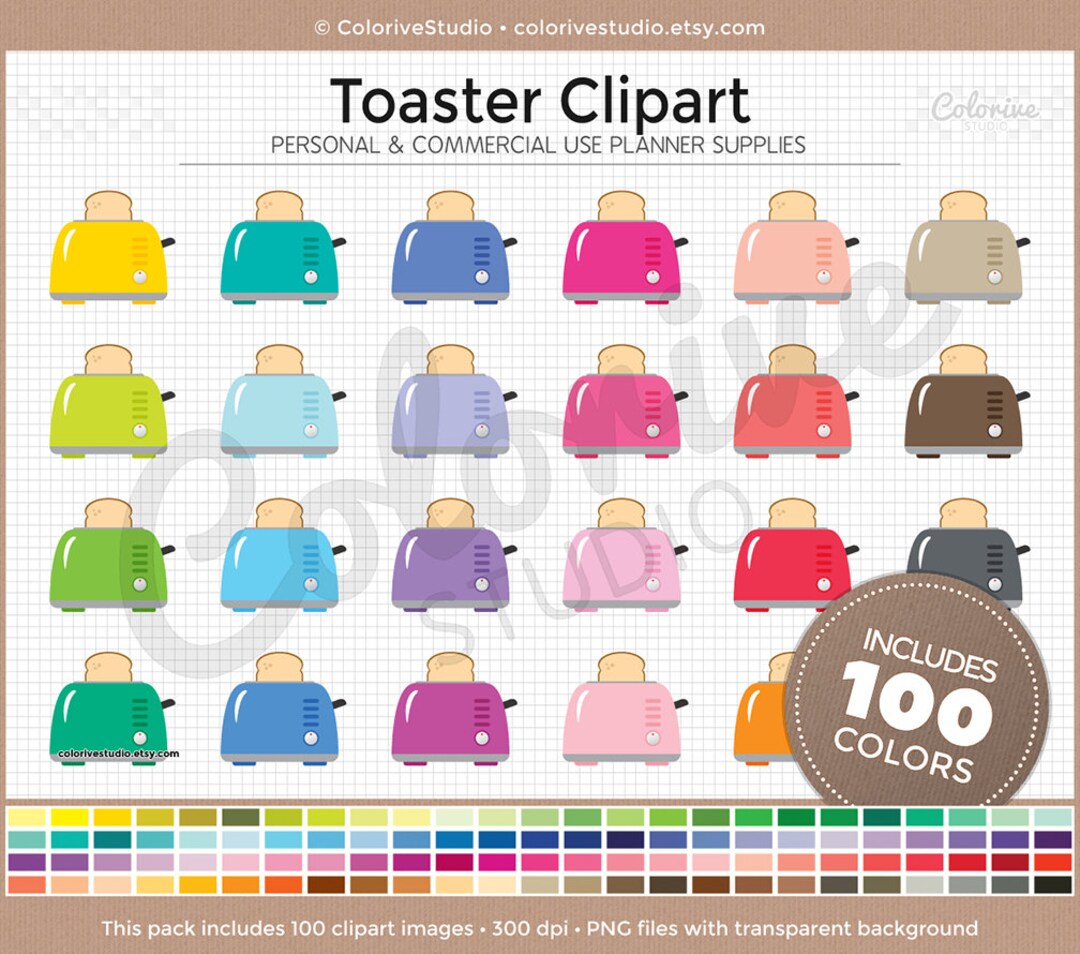 100 Toaster Clipart in Rainbow Colors Kitchen Utensils - Etsy