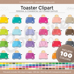 100 Toaster Clipart in Rainbow Colors Kitchen Utensils | Etsy
