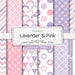 Lavender & Pink Digital Paper, Geometric Patterns, Polka Dot, Chevron ...