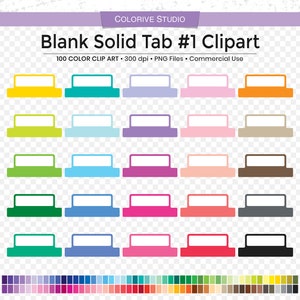 100 Tab Clipart in Rainbow Colors Blank Solid Tab Planner - Etsy