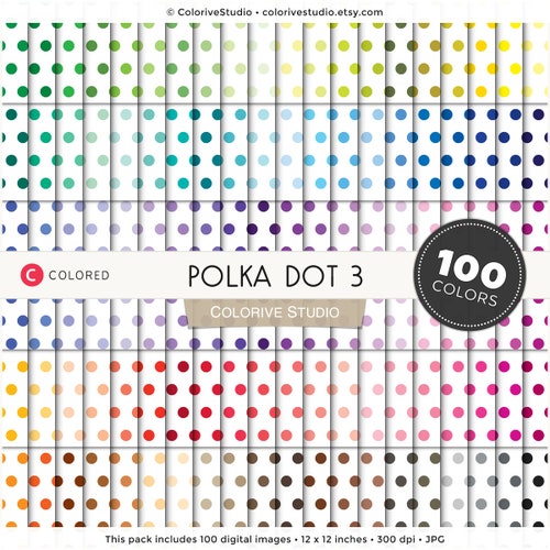 Tinted Tiny Polka Dot Digital Paper 100 Rainbow Colors Small - Etsy
