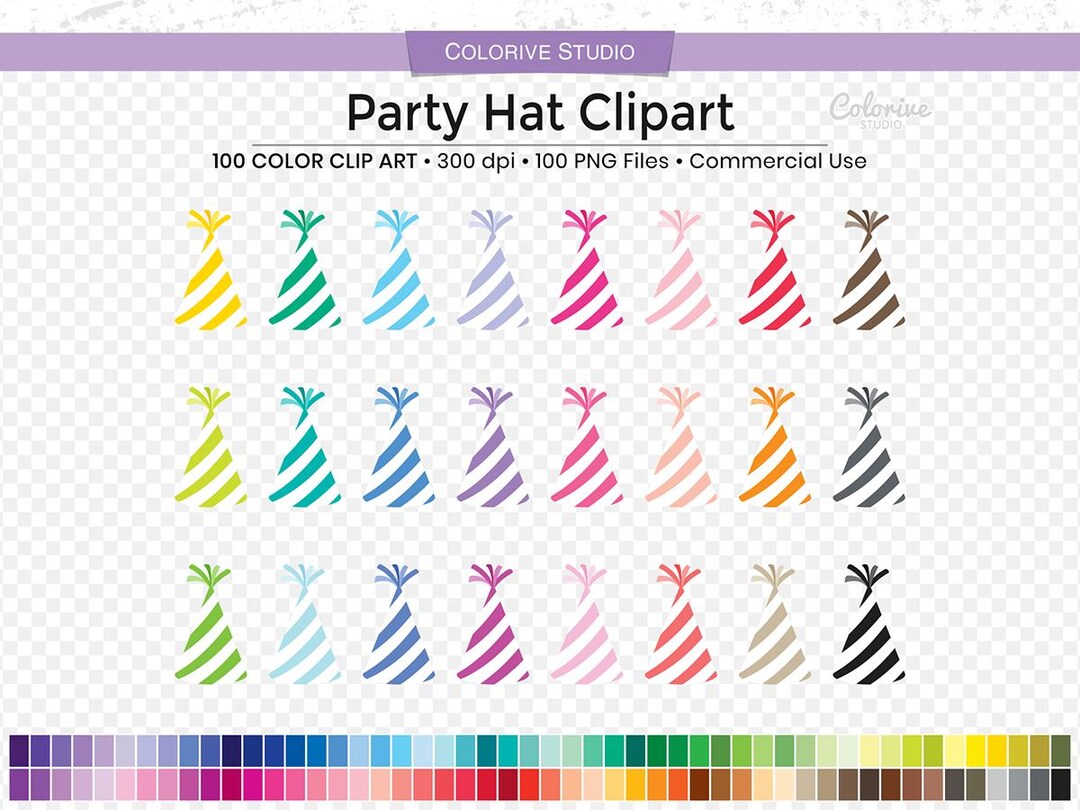 100 Party Hat Clipart Rainbow Colors Striped Birthday Hat Png ...