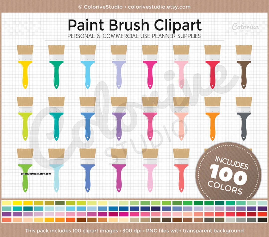 100 Paint Brush Clipart Rainbow Colors Painters Paint Brush - Etsy