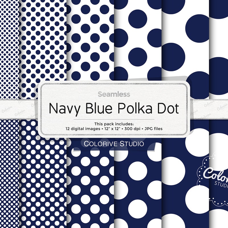 Navy Blue Polka Dot - Etsy