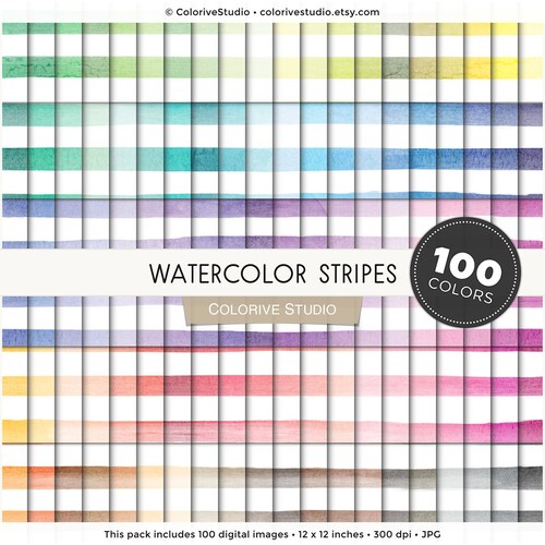 Watercolor Gingham Digital Paper 100 Rainbow Colors Water - Etsy