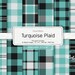 Turquoise Plaid Digital Paper, Plaid, Tartan, Teal, Buffalo, Check ...