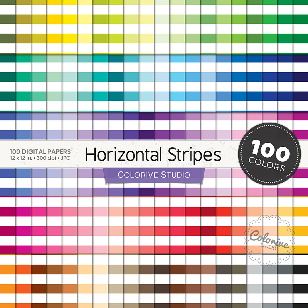Papel digital de rayas horizontales 100 colores del arco iris patrón de ...