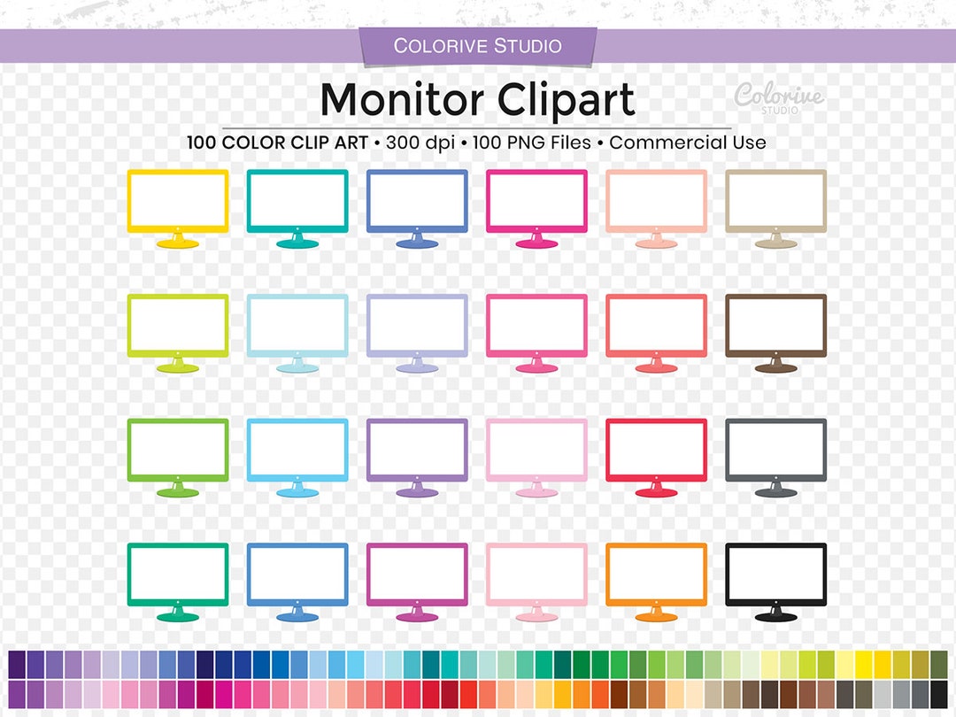 100 Computer Monitor Clipart in Rainbow Colors Screen Monitors - Etsy