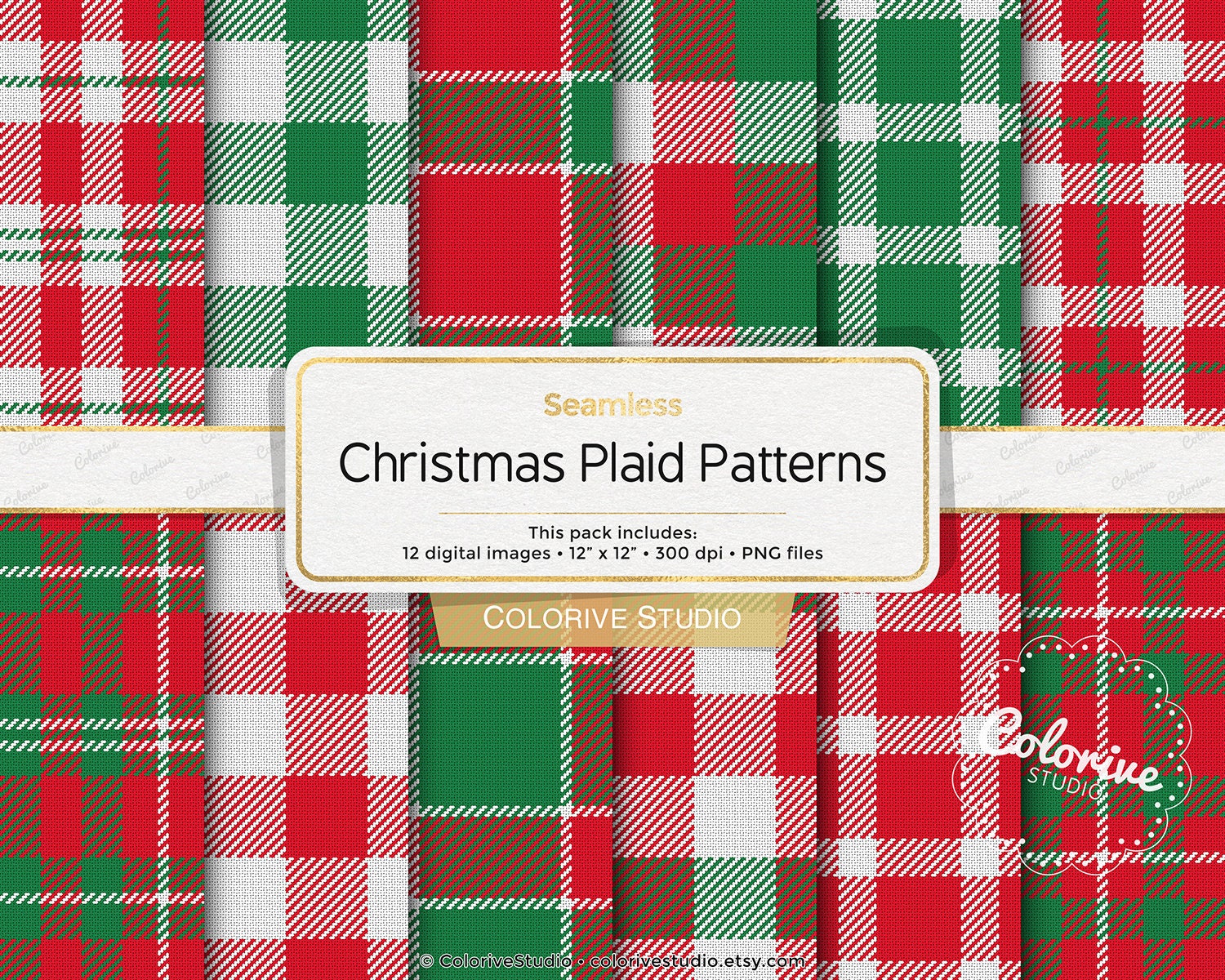 Christmas Plaid digital paper green and red buffalo plaid | Etsy