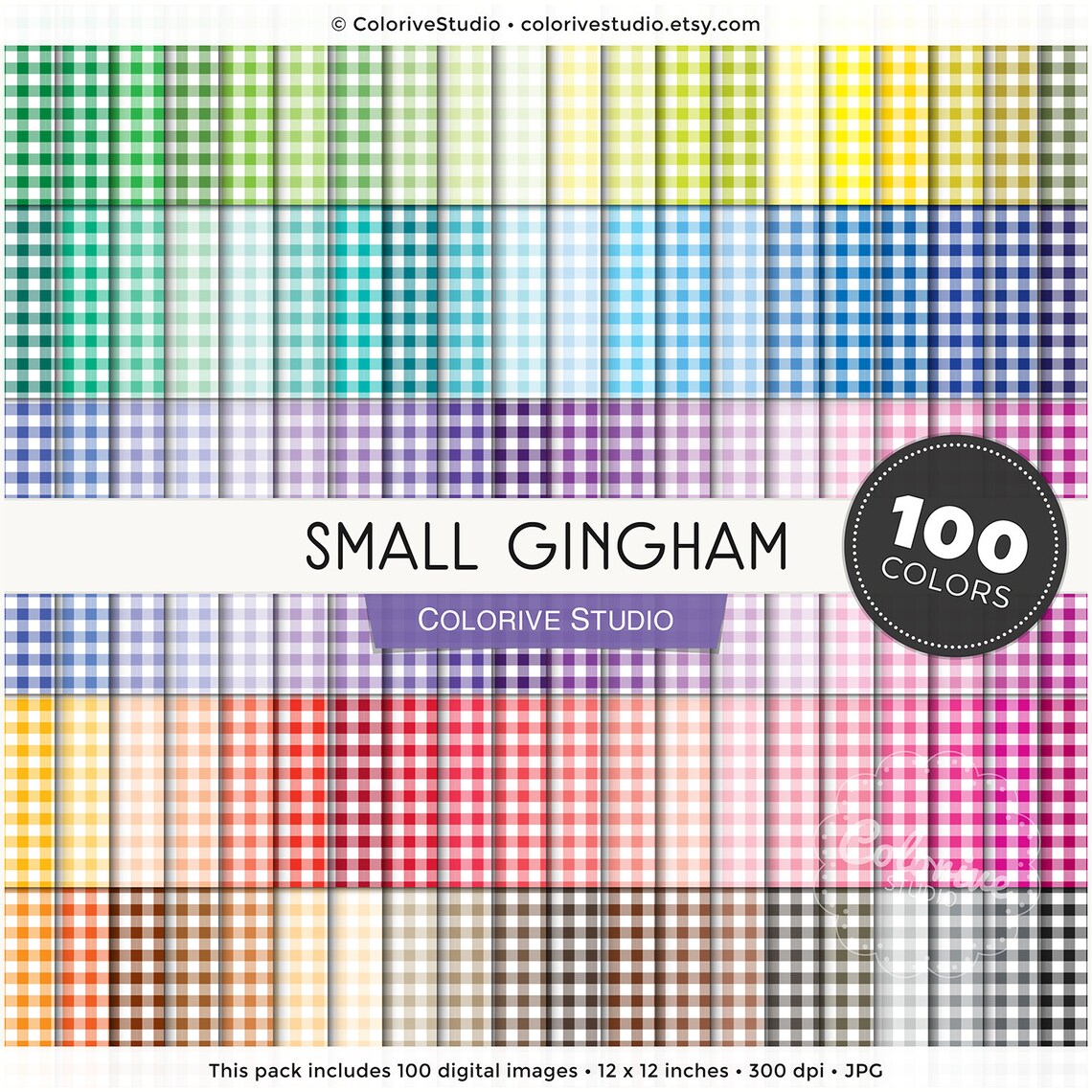 Small Gingham Digital Paper 100 Rainbow Colors Small - Etsy