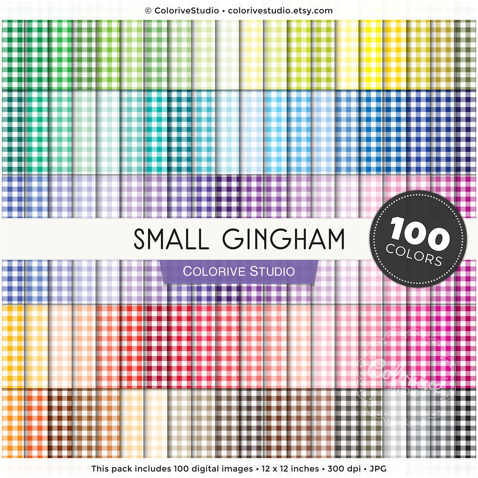 Small Gingham Digital Paper 100 Rainbow Colors Small - Etsy