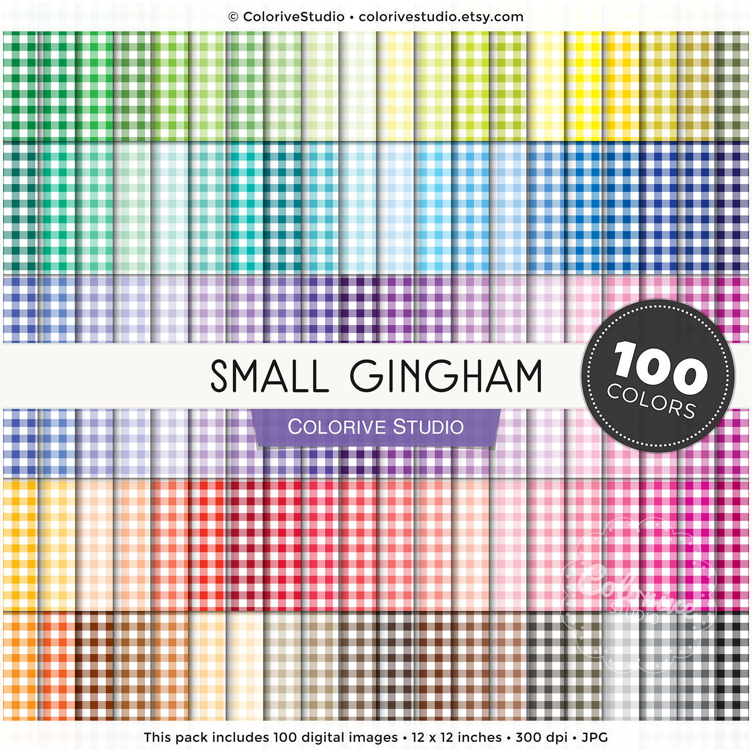 Small Gingham Digital Paper 100 Rainbow Colors Small - Etsy