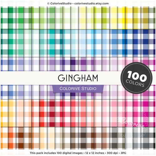 Watercolor Gingham Digital Paper 100 Rainbow Colors Water - Etsy