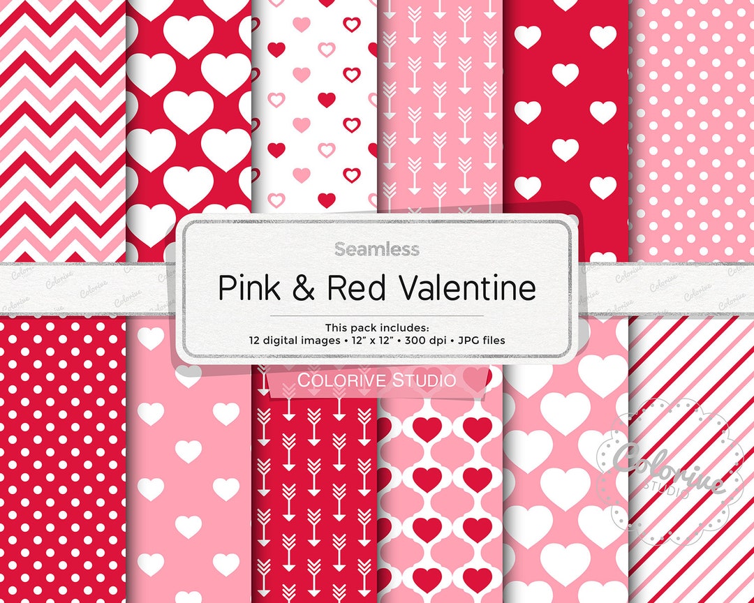 Pink and Red Valentine Digital Paper, Be My Valentine Polka Dot Arrows ...