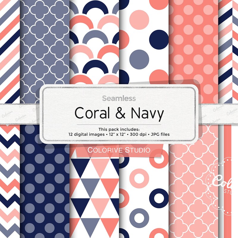 Coral and Navy - Etsy