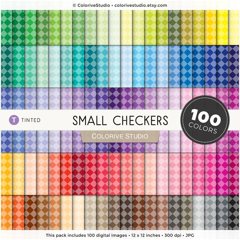 Tinted Small Diagonal Checkers Digital Paper 100 Rainbow - Etsy