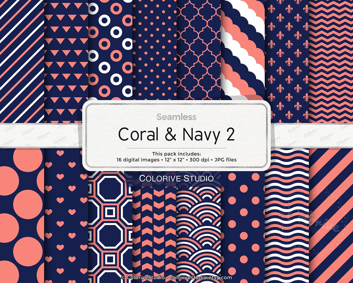Coral And Navy Background
