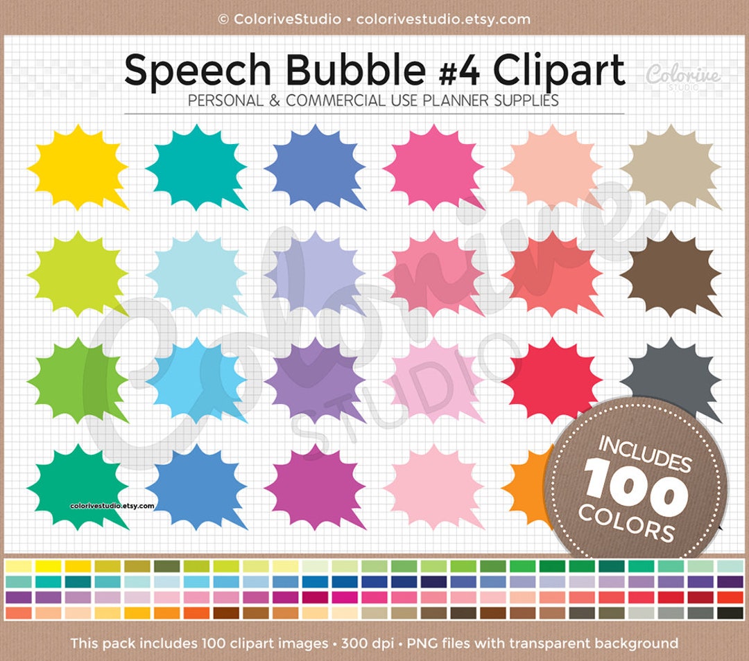 100 Speech Bubble Clipart Rainbow Colors Solid Word Bubbles - Etsy
