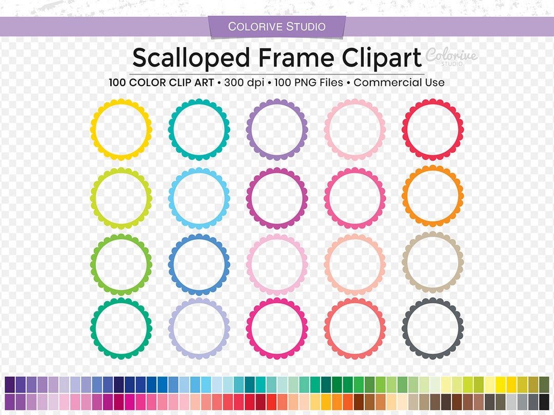 100 Scalloped Circle Frame Clipart Rainbow Colors Frame Tag Clip Art ...