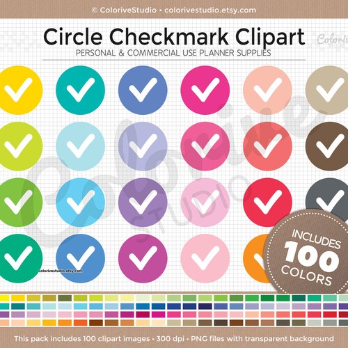 100 Checkmark Clipart Tick Mark Clip Art Rainbow Colors - Etsy