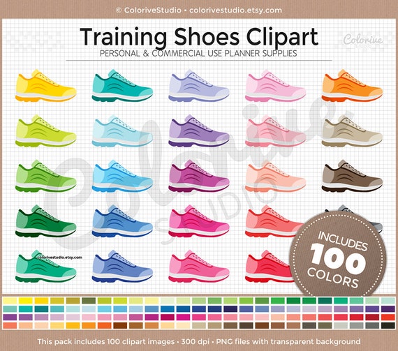 100 Training Shoes Clipart Rainbow Colors Fitness Sport | Etsy