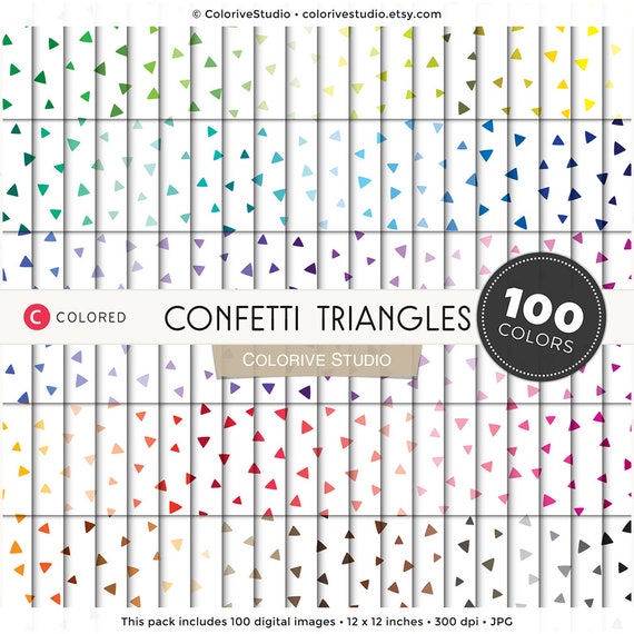 Colored Confetti Triangles Digital Paper 100 Rainbow Colors | Etsy