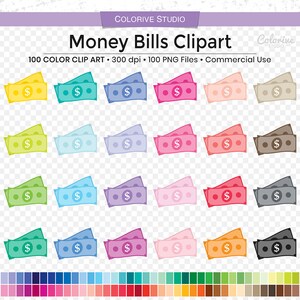 100 Money Bill Clipart Rainbow Colors Dollar Bill Budget Finances Png ...