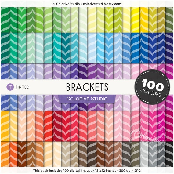 Tinted Brackets Digital Paper 100 Rainbow Colors Bracket - Etsy