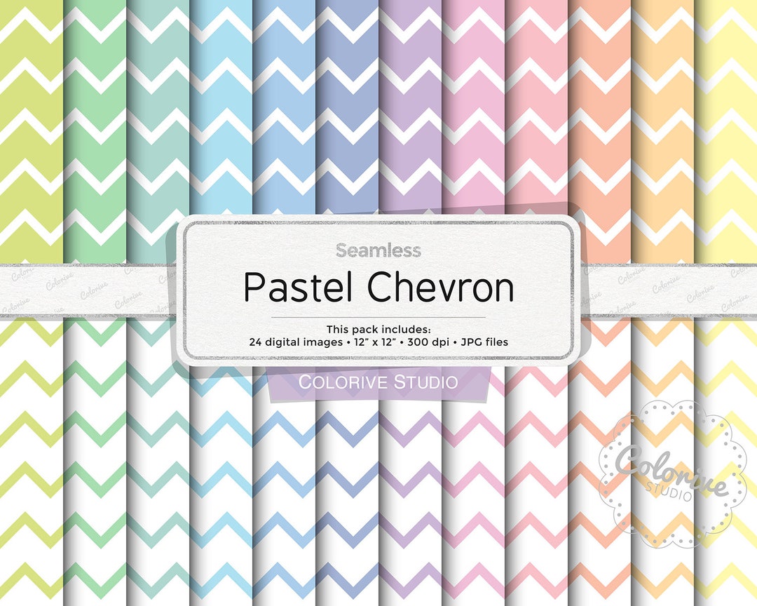 Pastel Chevron Digital Paper, White and Colored Chevrons Pattern in ...