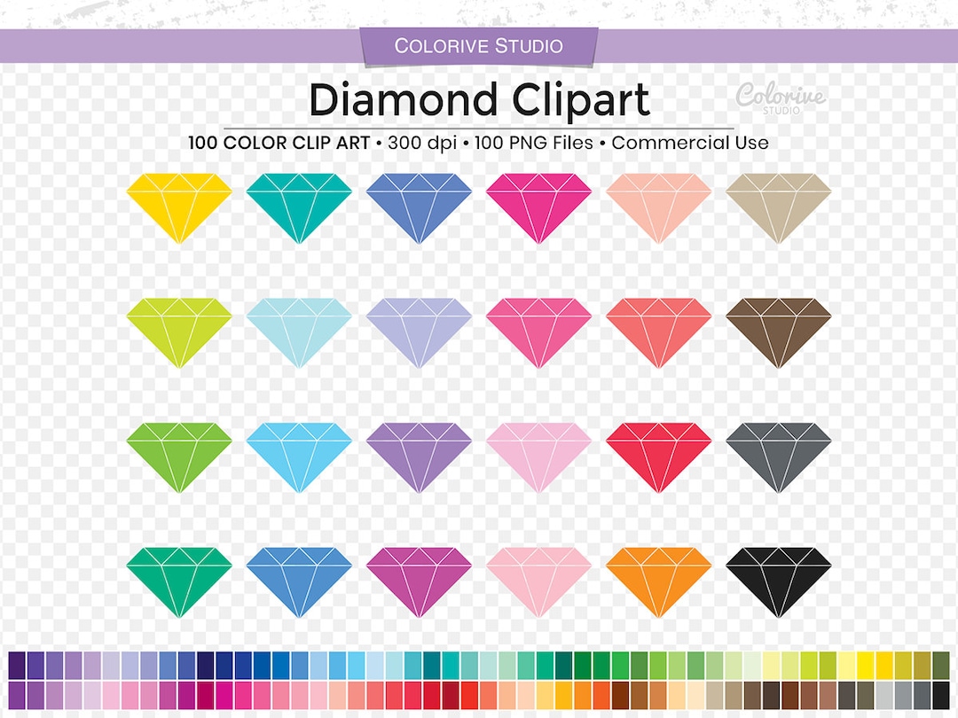 100 Diamond Clipart in Rainbow Colors Diamond Jewel Gemstone Png Clip ...