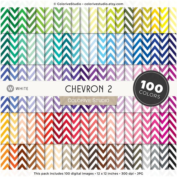 Chevron 2 Digital Paper 100 Rainbow Colors Medium Classic - Etsy