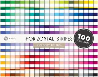 Tinted Horizontal Stripes Digital Paper 100 Rainbow Colors | Etsy