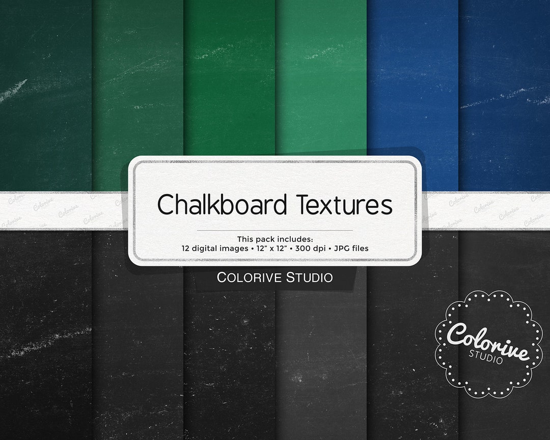 Chalkboard Textures Digital Paper, Black Green and Blue Chalk Textures ...