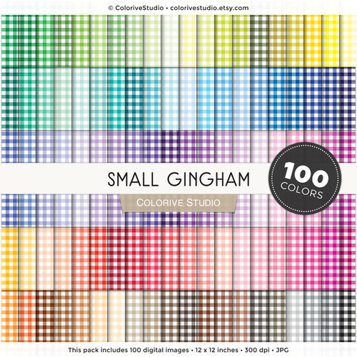 Small Gingham Digital Paper 100 Rainbow Colors Small - Etsy