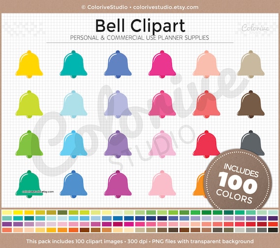 100 Bell Clipart in Rainbow Colors School Fireman Church Bell | Etsy