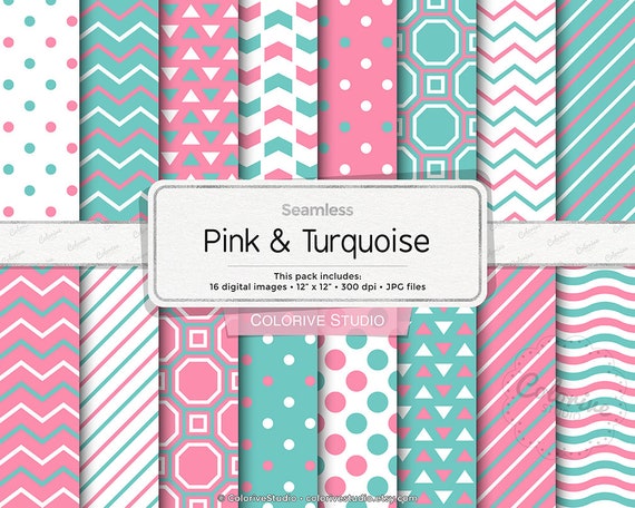 Turquoise And Pink Polka Dots