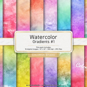 Watercolor Gradients Digital Paper Rainbow Water Color Ombre - Etsy