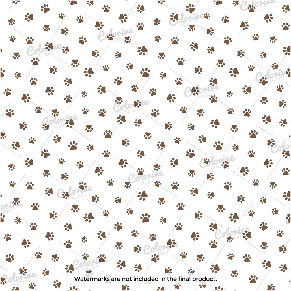 Rainbow Paw Prints Digital Paper: 100 Colors Scrapbook Pattern (digital ...