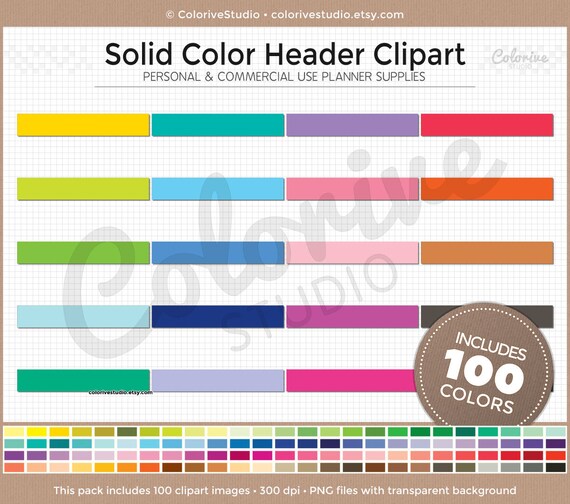 100 Solid Header Planner Clipart Blank Rainbow Header Box Erin | Etsy