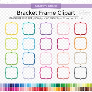 100 Bracket Frame Clipart in Rainbow Colors Transparent Interior Frame ...