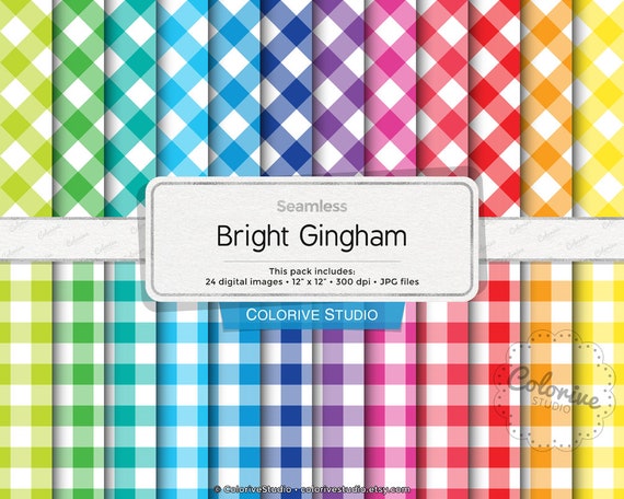 Bright Gingham Digital Paper Diagonal and Straight Gingham - Etsy