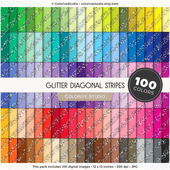 Glitter Stripes digital paper 100 rainbow colors seamless | Etsy